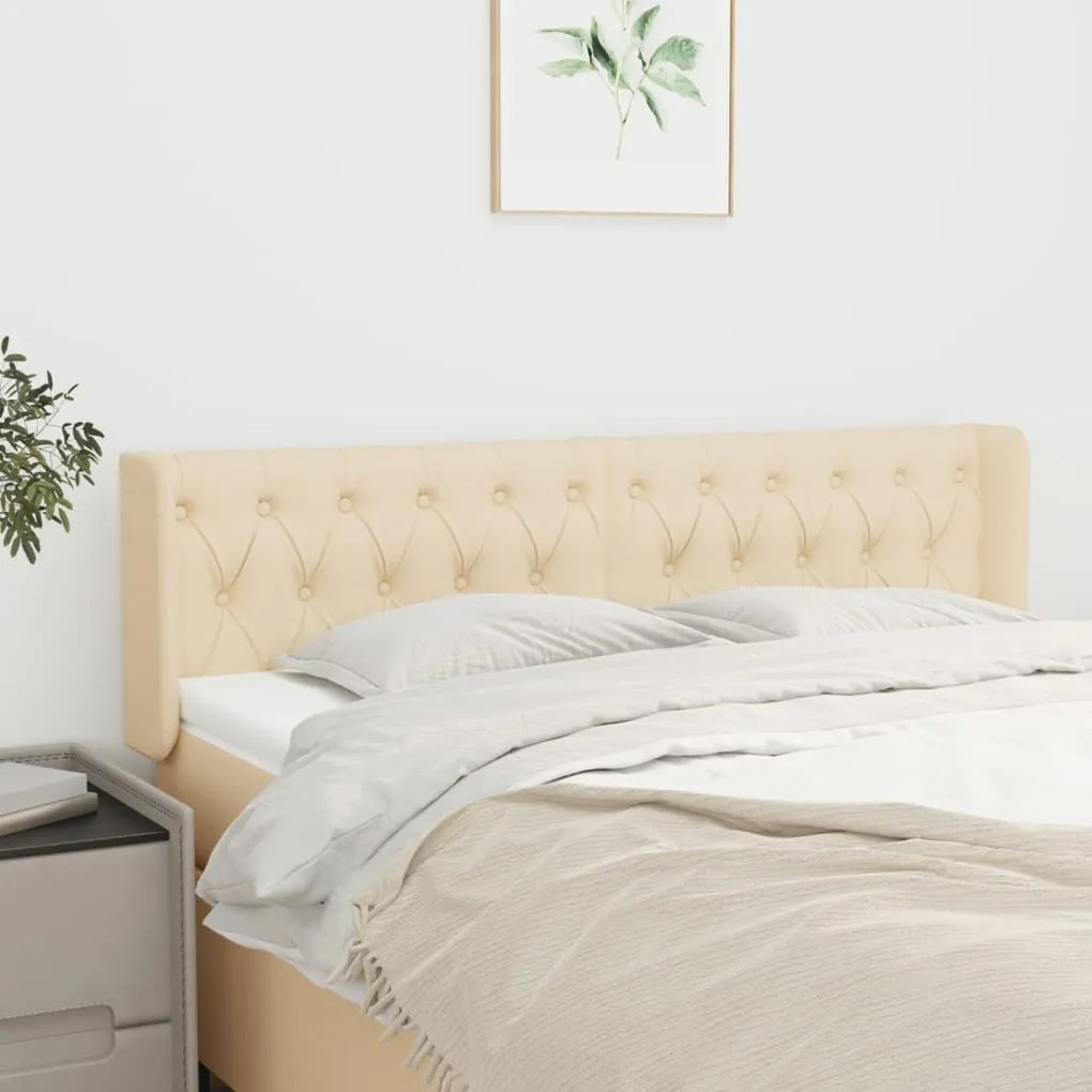 Čelo Postele Typu Ušák Krémové Textil Krémová - 103 x 16 x 78/88 cm