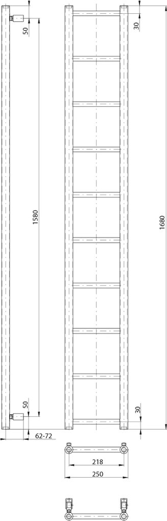 Sapho Dina otopné těleso rovné 250 x 1680 mm bílá IR377TW