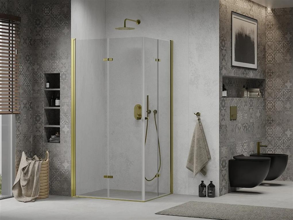 Mexen Lima Duo, sprchový kout 80 (dveře) x 70 (dveře) cm, 6mm čiré sklo, zlatý profil, 856-080-070-50-00-02