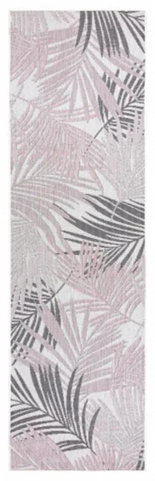 Kusový koberec Palmové listy růžově šedý atyp 80x250cm