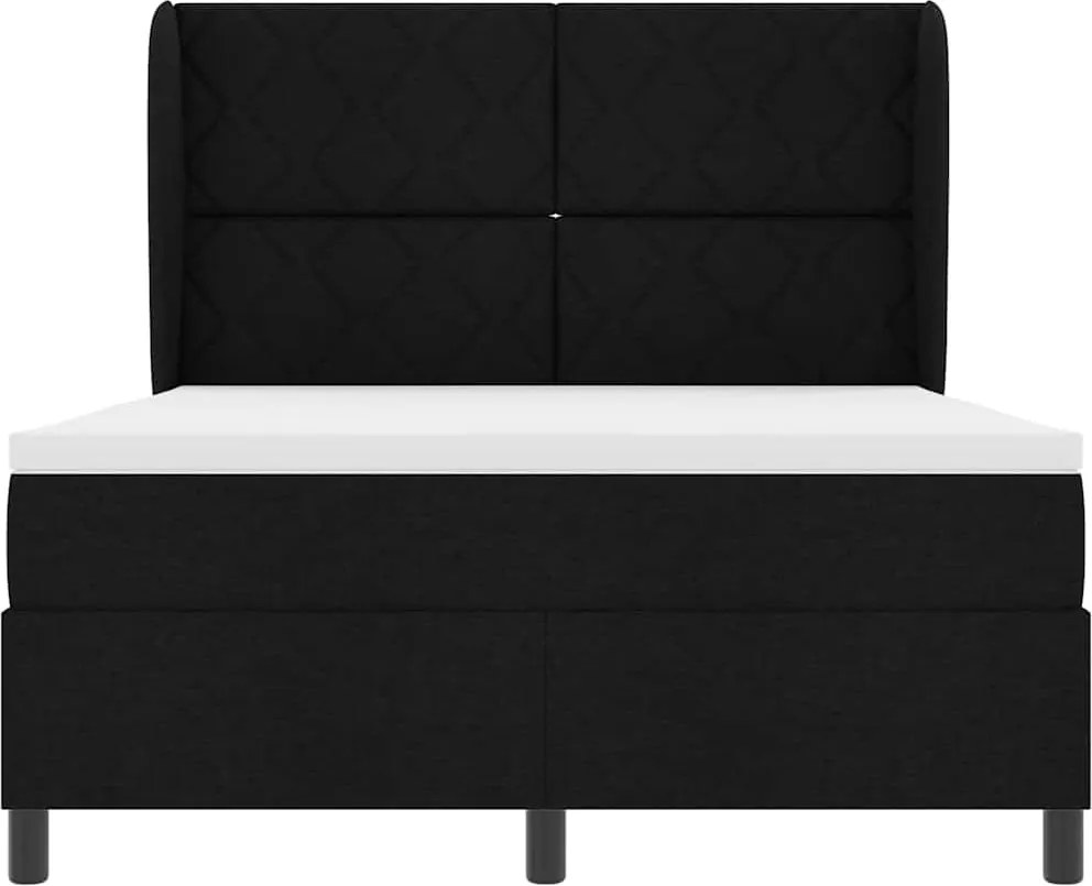 Postel s boxspringem s čelo Černá 140 x 190 cm textil 3340622