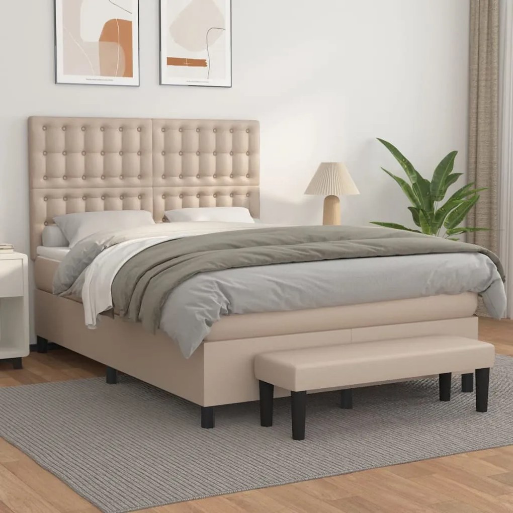 Box spring postel s matrací cappuccino 140x200 cm umělá kůže 3137670