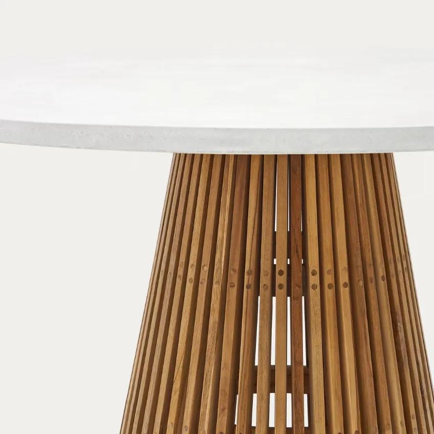 Teakový zahradní stůl s bílou deskou Kave Home Alcaufar 90 cm