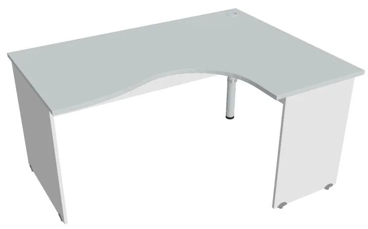 Stůl ergo levý 160*120 cm - Hobis Gate GE 2005 L Dekor stolové desky: šedá, Dekor lamino podnože: bílá, Barva nohy: stříbrná