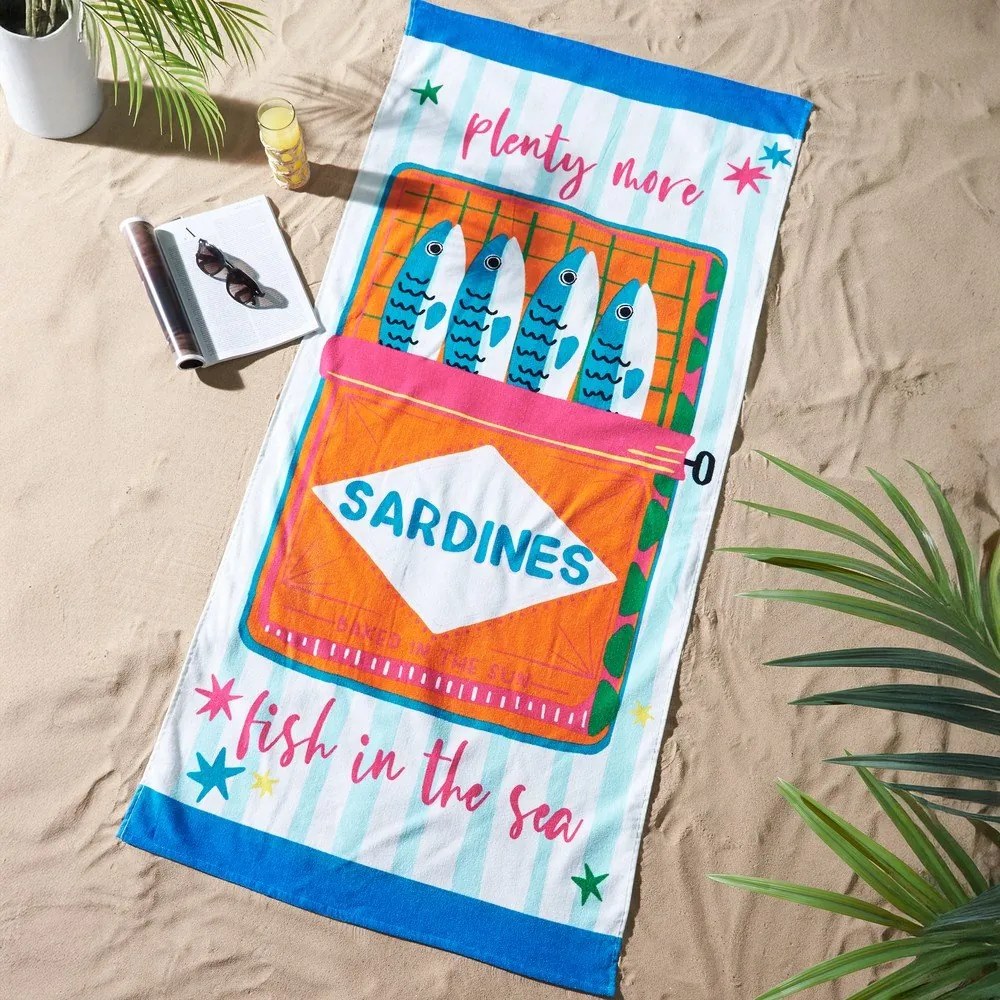 Bavlněná plážová osuška 76x160 cm Sardines – Catherine Lansfield