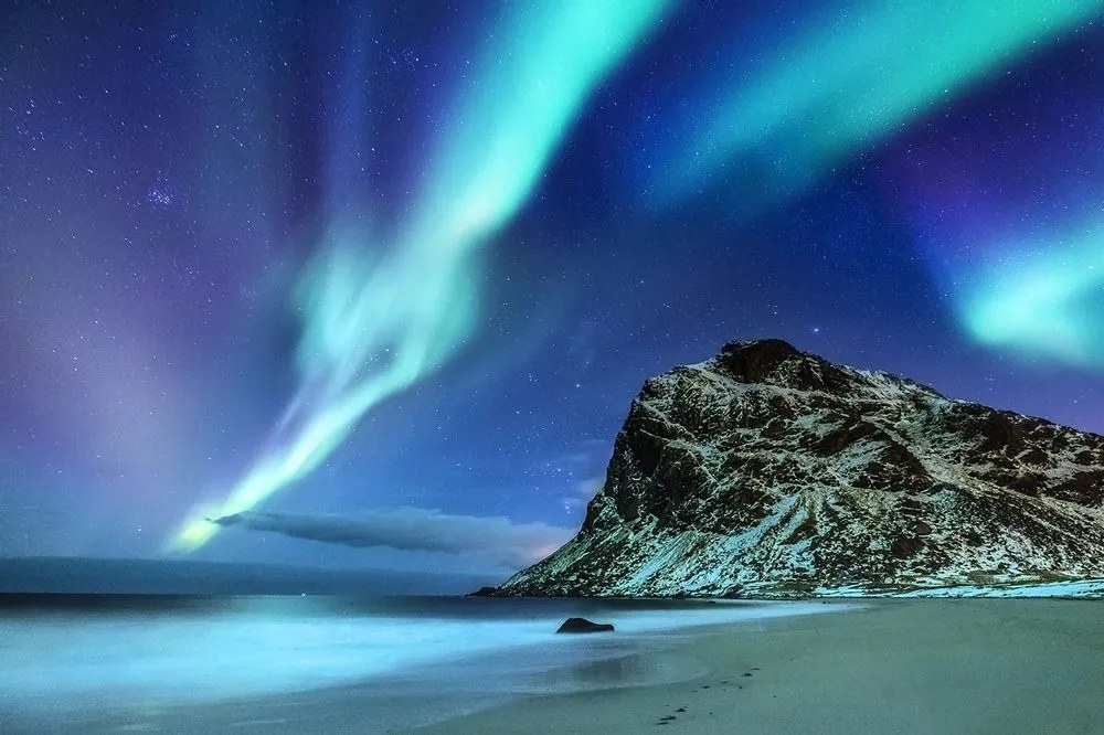 Fototapeta polární záře v Norsku - 375x250 cm