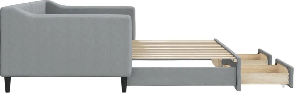 Válenda s přistýlkou a zásuvkami světle šedá 90 x 200 cm textil 3197462