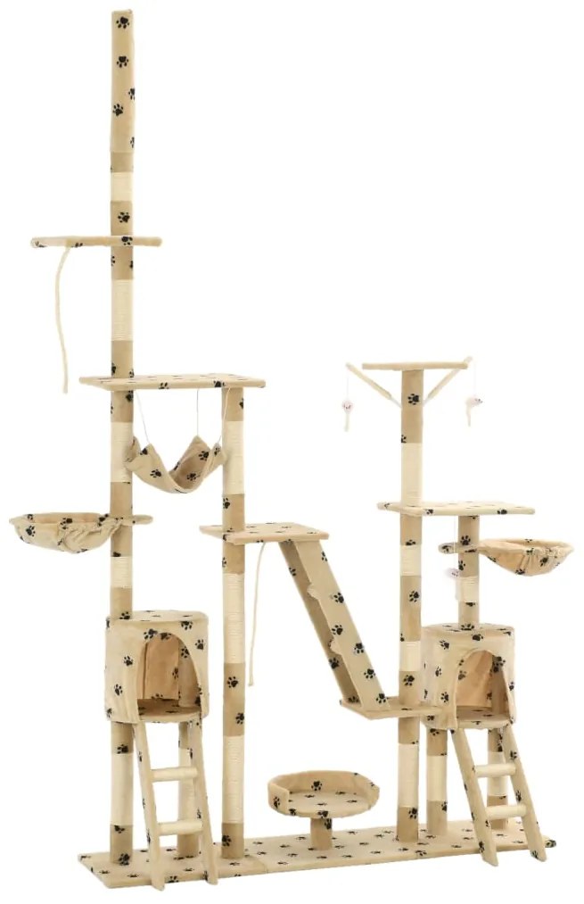 Škrabadlo pro kočky sisalové sloupky 230-250 cm béžové, tlapky 170620