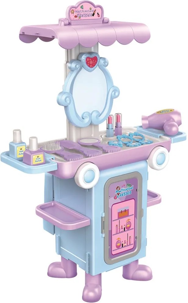 Dětský rozkládací kosmetický stoleček autobus Bayo + příslušenství, Růžová
