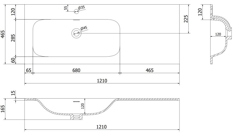 Mexen Rivel, koupelnová skříňka 120 cm s levým umyvadlem Vela, 1S, 1D, drážkovaná, bílá matná, 91A23-12047-3-BBFF01-W23L01