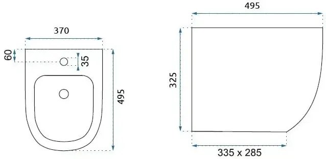Rea Carlo Mini, závěsný bidet, černá lesklá, REA-C6380