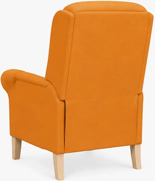 relaxační křeslo, odpočinkové, ušák, dřevo/textil, 101x95x75 cm, přírodní/oranžovožlutá, Dekorino KR20260042