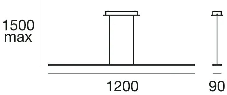 Stilnovo 9075 Lama, černé závěsné LED svítidlo, 48W LED 3000K, délka 120cm