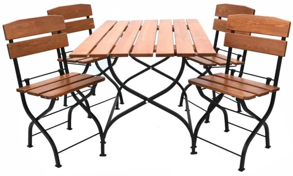 ROJAPLAST Skládací zahradní stůl - WEEKEND, 120x80 cm, dřevěný/kovový