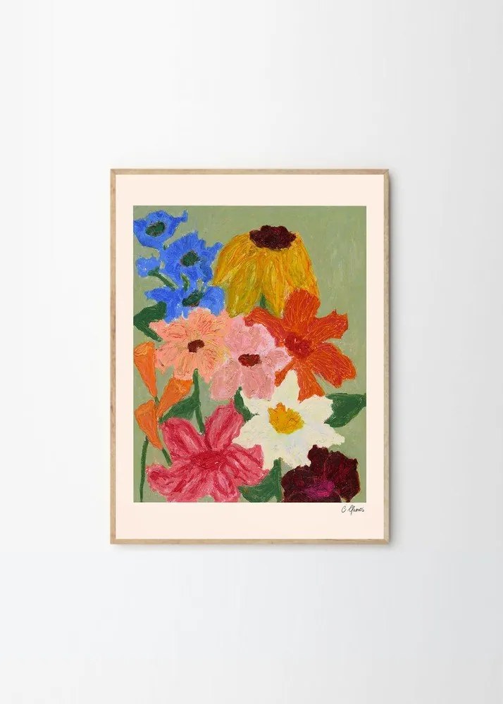 Plakát 50x70 cm Flowers on Sage Green – Carla Llanos – The Poster Club