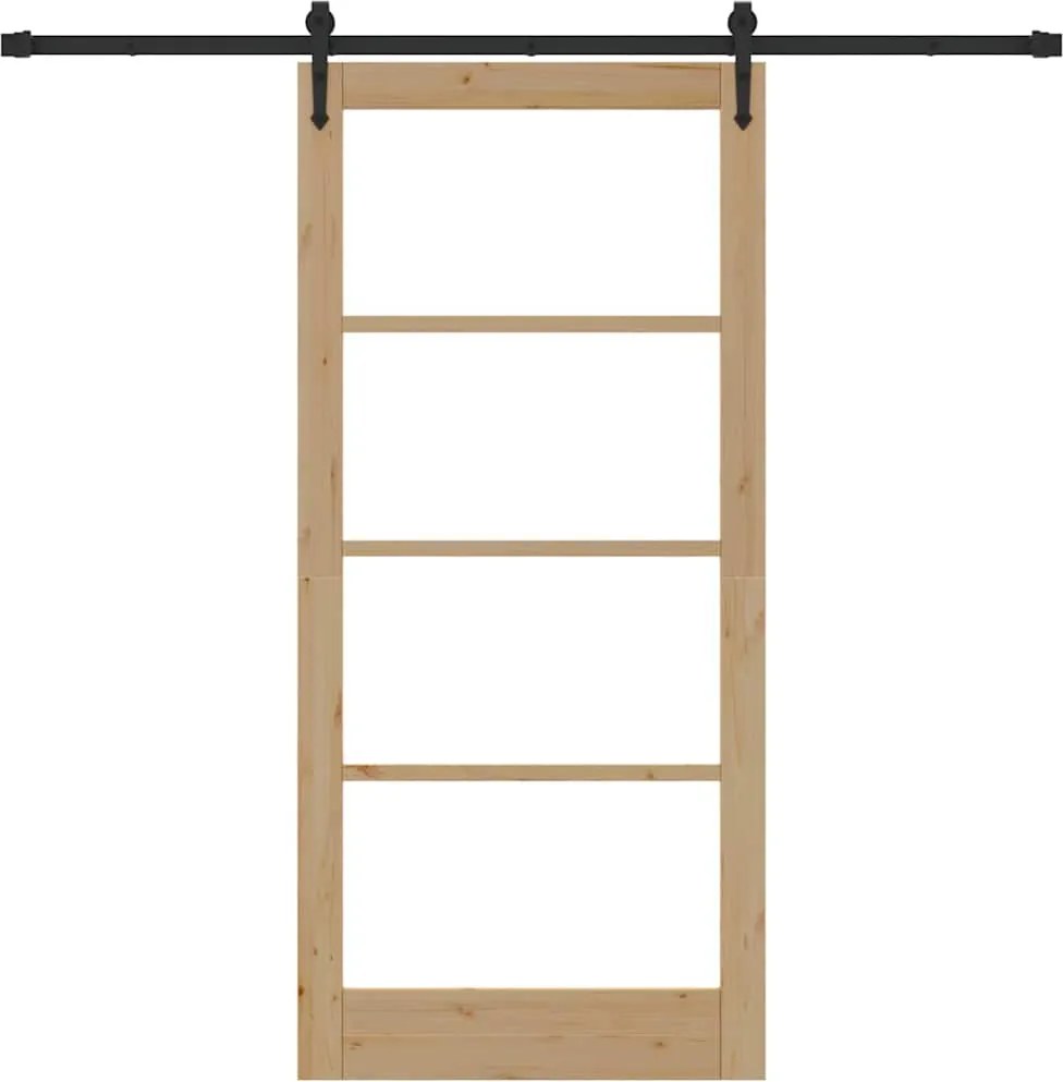 Posuvné dveře ORKDAL 93 x 202 cm Masivní borové dřevo a sklo 3332483