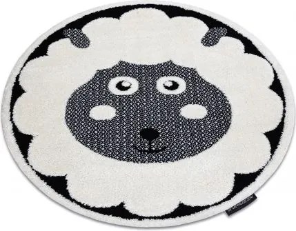 Dětský kulatý  JOY Sheep ovce, Strukturální, dvě úrovně rouna, krémov