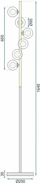 Toolight, podlahová lampa 6xG9 APP917-6F, zlatá-černá, OSW-03206