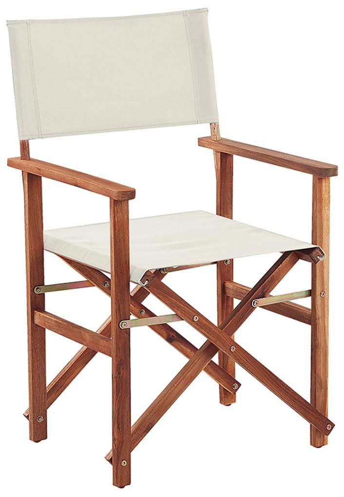 Sada 2 zahradních židlí a náhradních potahů tmavé akáciové dřevo/vzor listů CINE Beliani