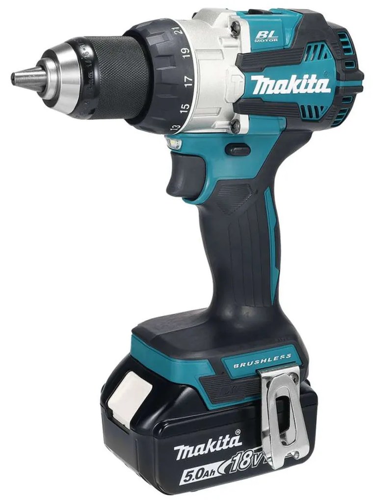 Makita - 18V AKU vrtací šroubovák s příklepem, 2x aku 5,0 Ah, nabíječka DHP489RTJ