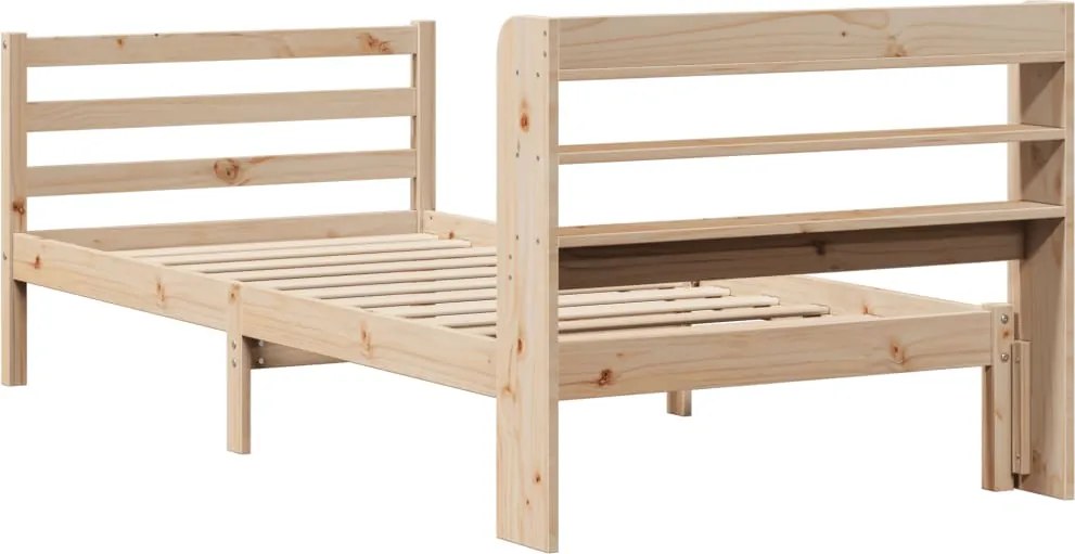 Rám postele s čelem 100 x 200 cm masivní borové dřevo 3306641