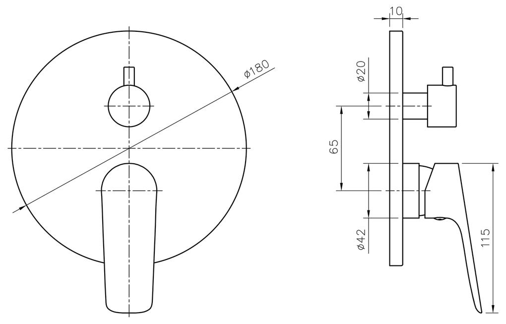 Bruckner SCHMITZ podomítková sprchová baterie, 2 výstupy, vrchní části, chrom - 863.042.1