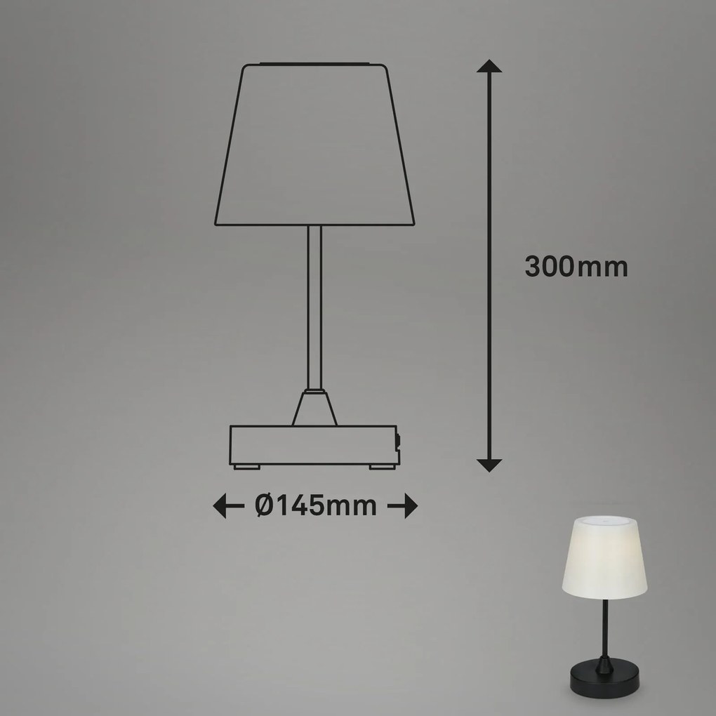 BRILO 7032415 LED venkovní stolní lampa s dotykovým vypínačem, pr.30 cm, LED modul, 3 W, 340 Lm, černá (starý kód: BRILO 7032-415) - BRILO