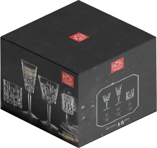 RCR ETNA SADA SKLENIC NA VÍNO, ŠAMPAŇSKÉ A WHISKY 18 KS
