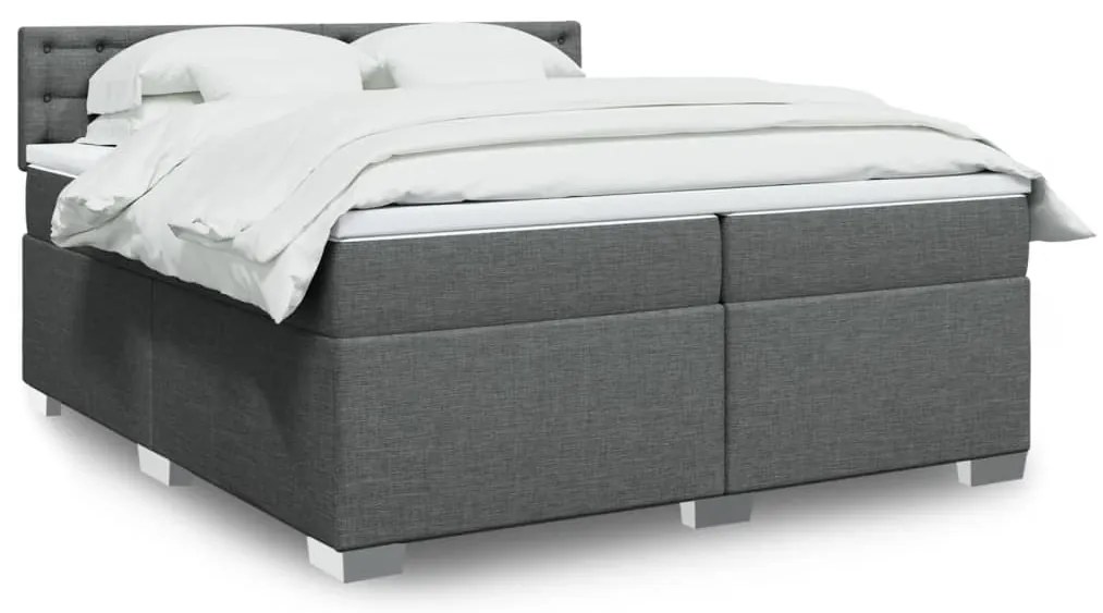 Box spring postel s matrací tmavě šedá 200x200 cm textil 3288310