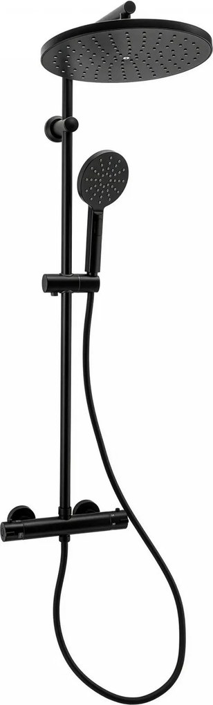 Erga Dubaj, sprchový set s termostatickou baterií a hlavovou sprchou 30 cm, černá matná, ERG-YKA-BP.DUBAJ-THERM-30-BLK