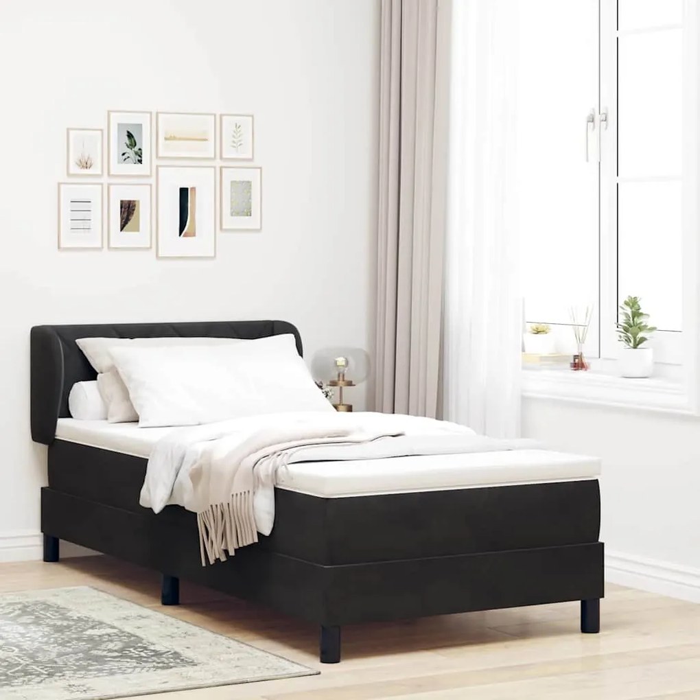 Postel s boxspringem s čelo Černá 100 x 200 cm samet 3340432