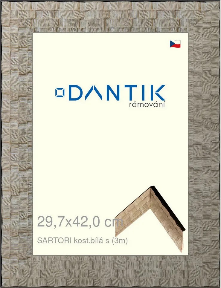 DANTIK rámeček 29,7x42 | SARTORI kost.bílá s (Plexi Čiré)