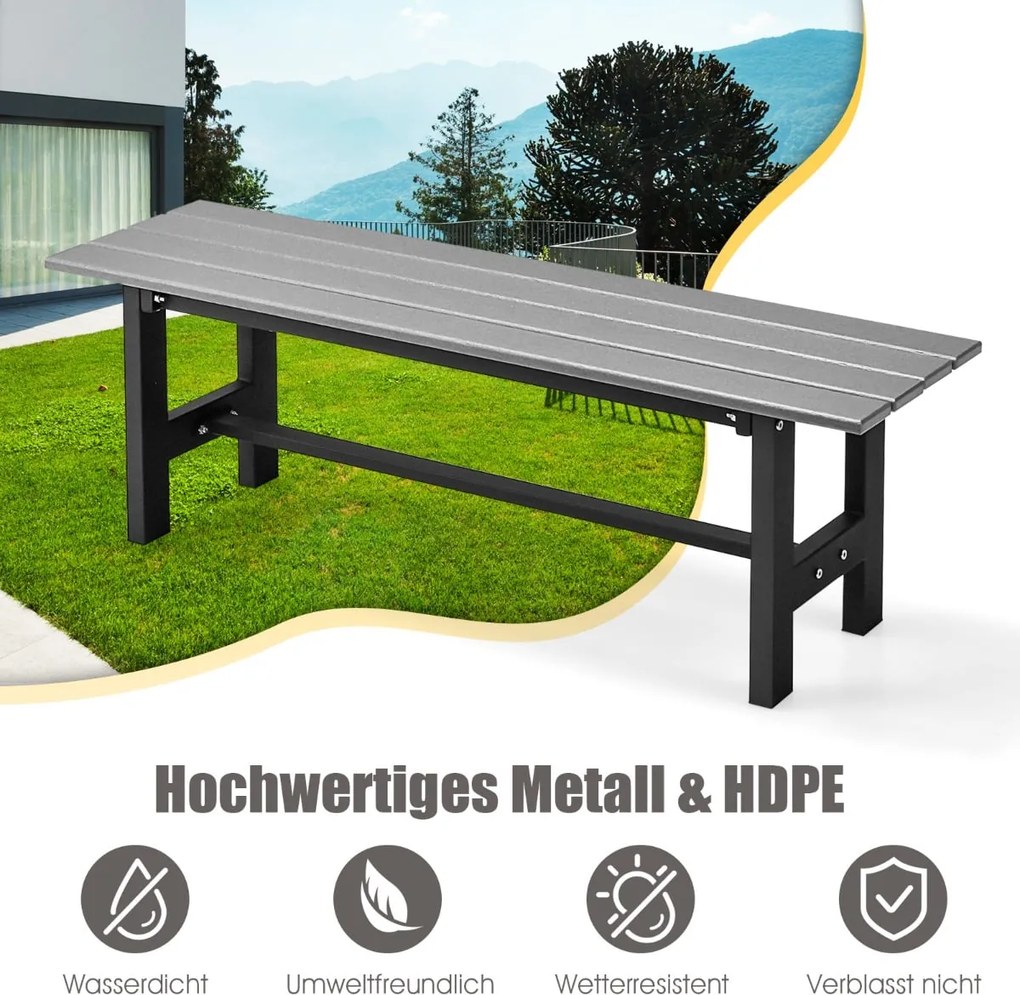 Costway Zahradní lavice pro 2 osoby s lamelovým sedákem pojme až 300 kg, šedá