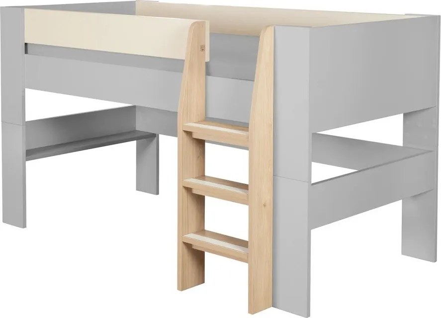 Béžová vyvýšená dětská postel s úložným prostorem bez roštu 90x200 cm Studio – Roba