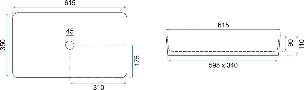 Rea Denis umyvadlo, 62 x 35 cm, bílá, REA-U4800