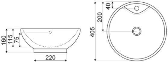 Novoterm Keramické umyvadlo na desku NV-KR-40 (ø 40,5 cm)