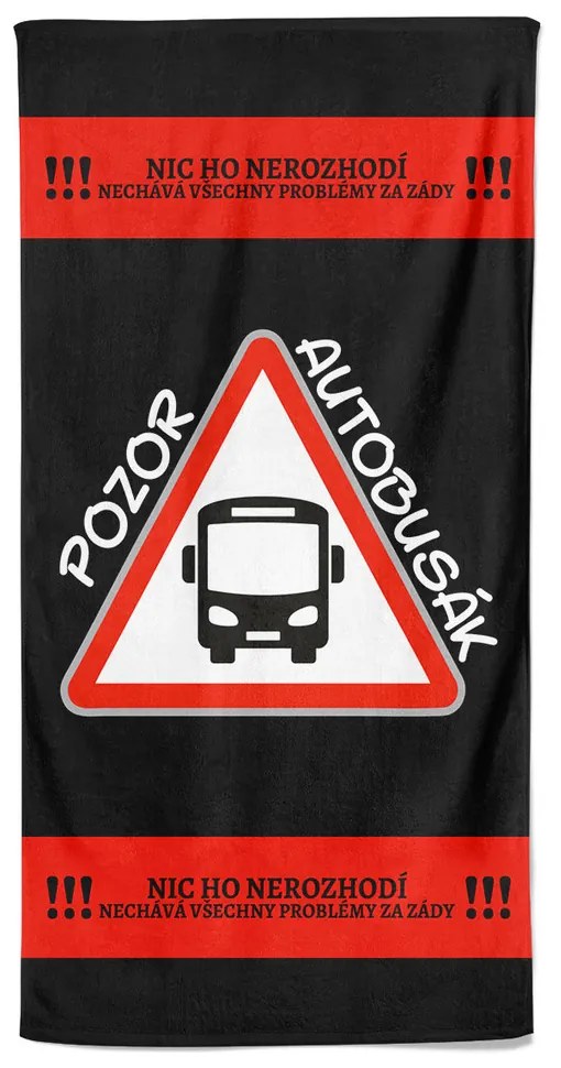Osuška Pozor, řidič autobusu! (Velikost osušky: 70x140cm)