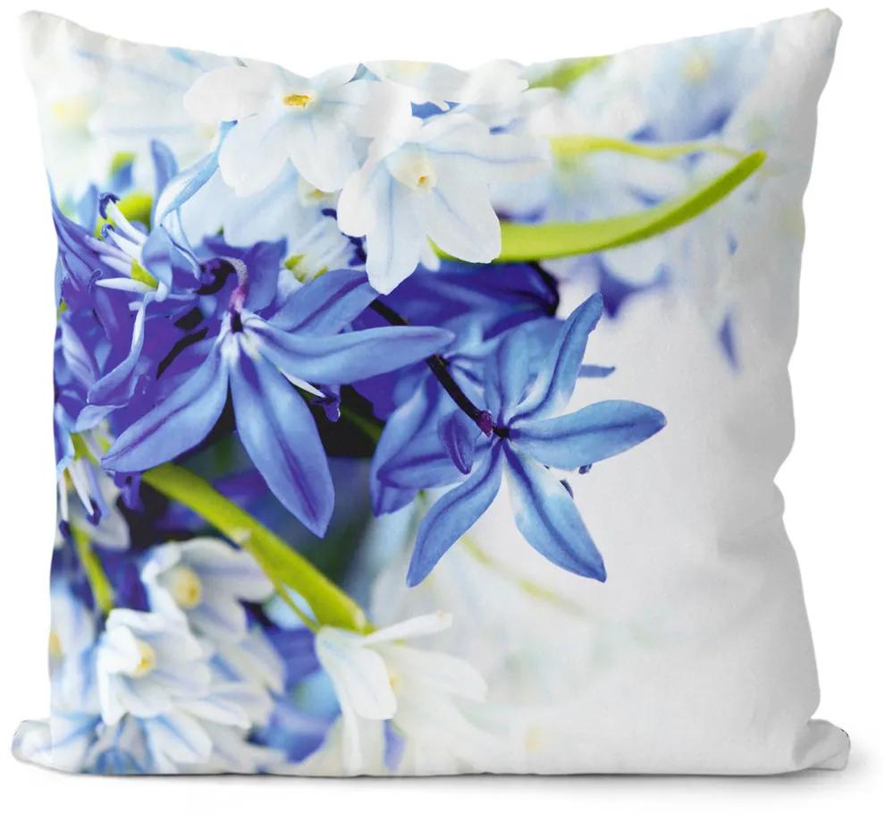 IMPAR Polštář Modré a bílé květy 40x40 cm (Velikost: 55 x 55 cm)