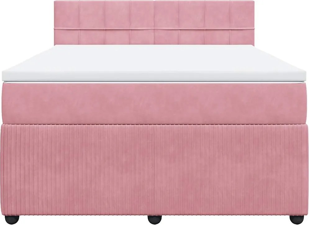 Box spring postel s matrací růžová 140x200 cm samet 3287763