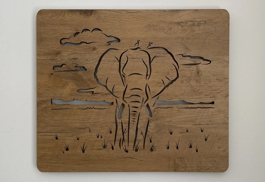 Li-Go "Slon" světelný obraz 230V 65x55cm provedení povrchu: dub světlý