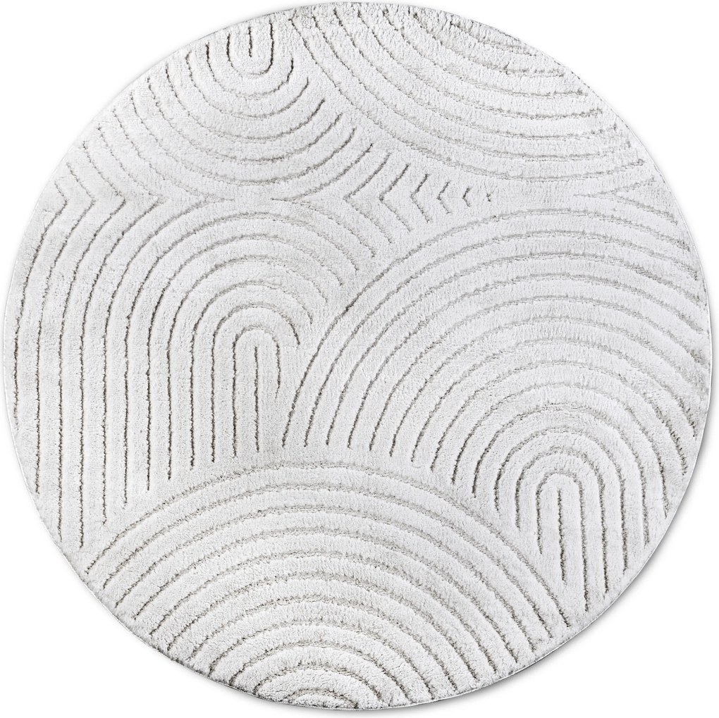 ELLE Decoration, Kusový koberec New York 106203 White kruh, 200x200 (průměr) kruh, bílá, chodba / předsíň