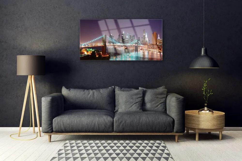Obraz na skle Most Město Architektura 120x60 cm