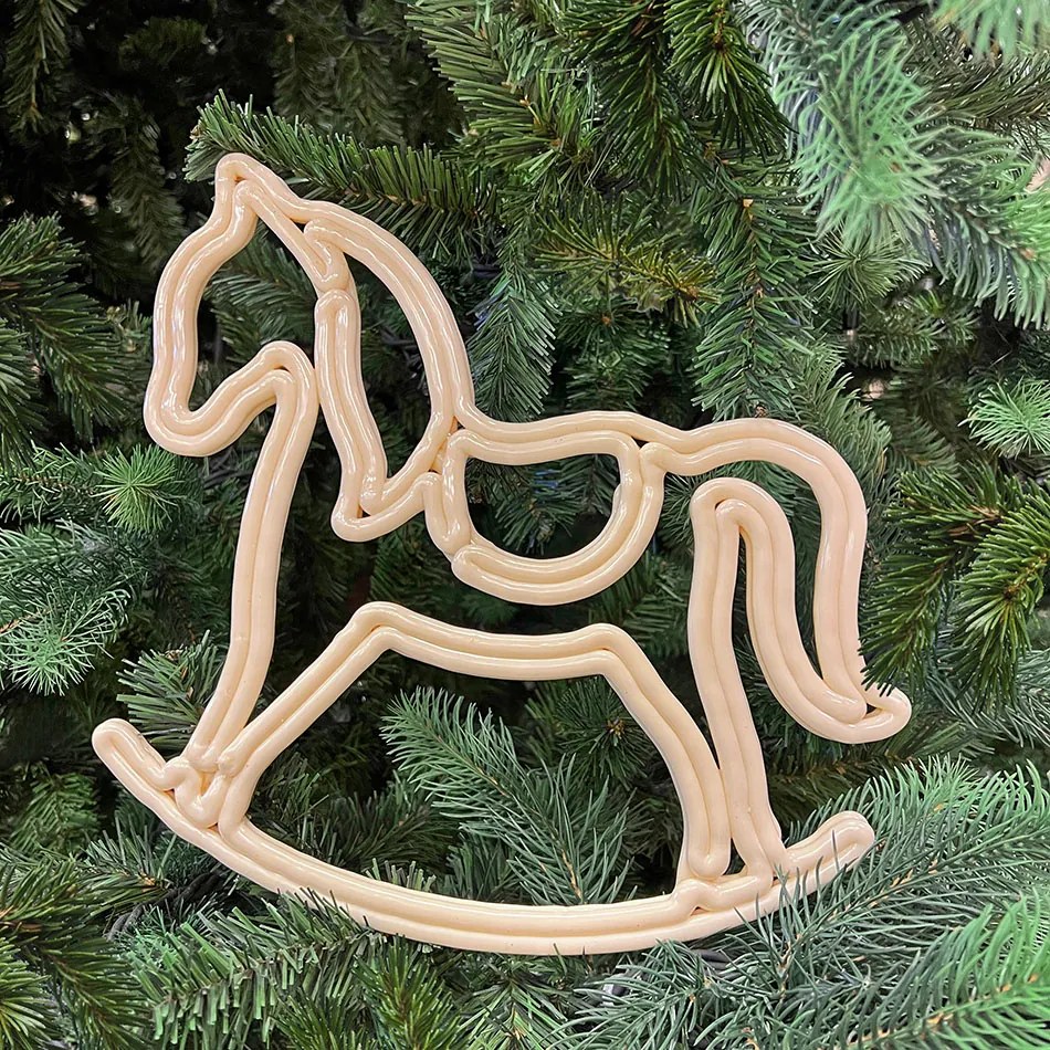 ECOprint vánoční ozdoba koníček 30 cm bílá, 3D tisk, plast, venkovní