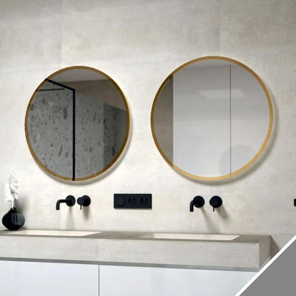 BPS-koupelny Zrcadlo ve stříbrném kovovém rámu s LED podsvícením po obvodu Nikoletta LED 17 ALU Typ: dotykový vypínač, Rozměry (cm): 60x60 - (Nikoletta LED 17/60 TS ALU)