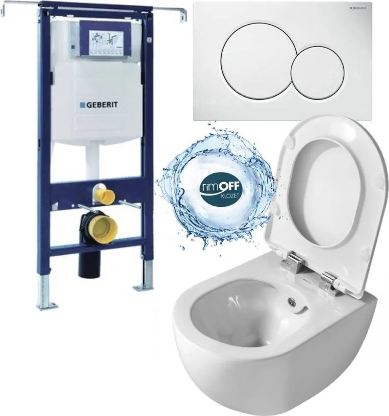 Geberit Duofix Speciál 111.355.00.5 komplet do bytových jader se závěsným WC Creavit FREE FE322 Rim-Off + bidet 2v1