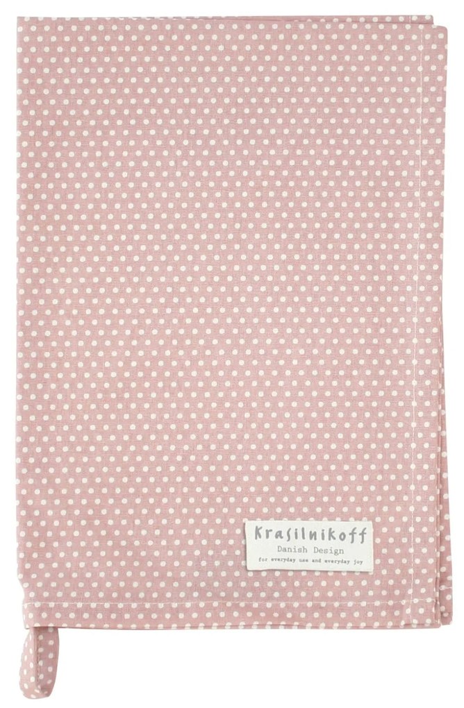 Krasilnikoff Utěrka Dots Dusty Rose 50x70cm, růžová barva, textil
