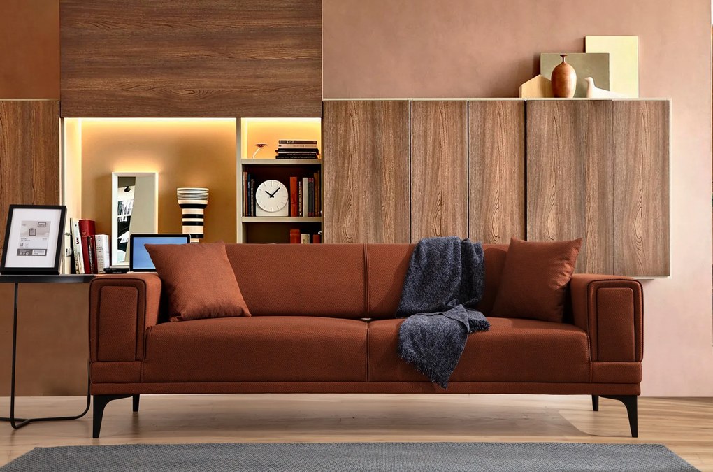 Hanah Home Třímístná pohovka HORIZON červenooranžová