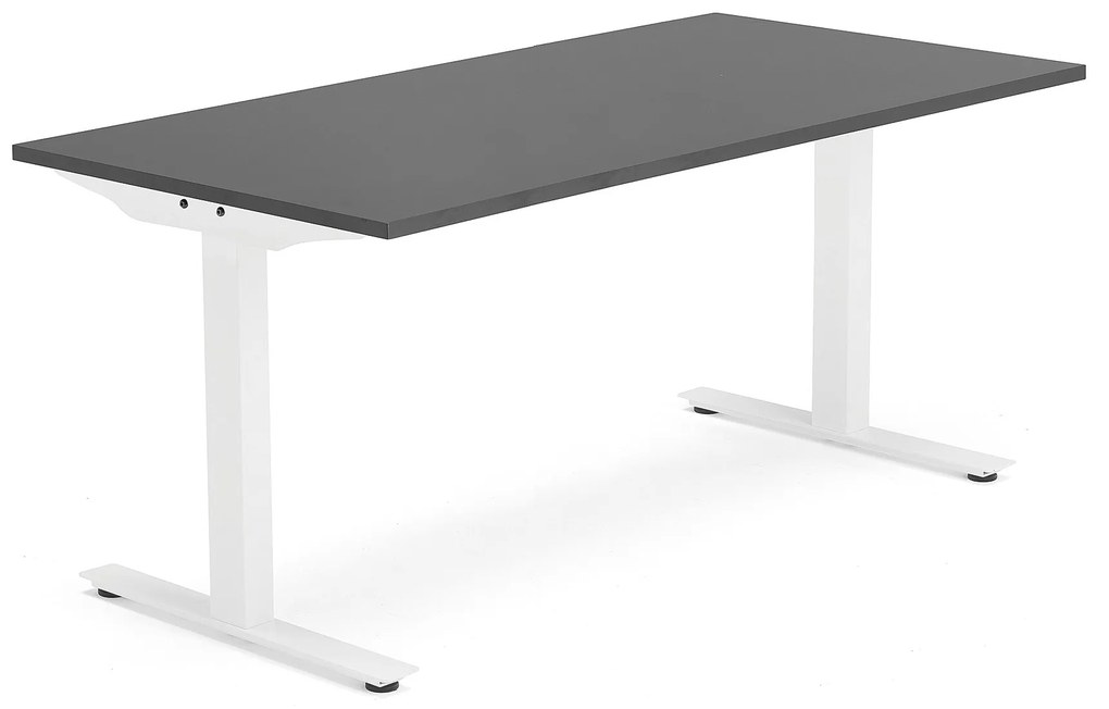 AJ Produkty Psací stůl MODULUS, T-nohy, 1600x800 mm, bílý rám, černá