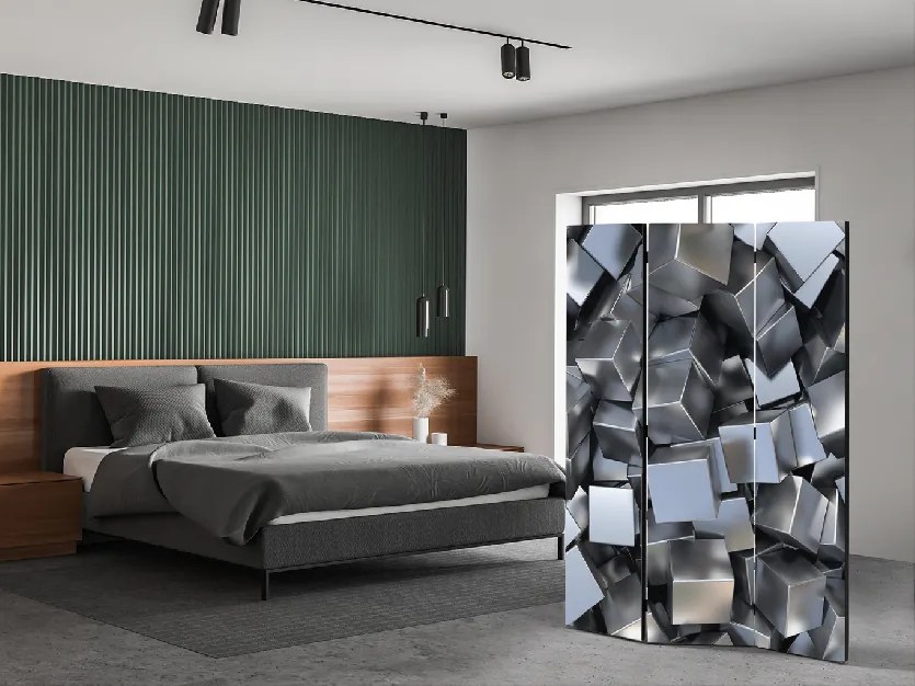 Liox 3D Paraván ocelové kostky Rozměr: 135 x 180 cm