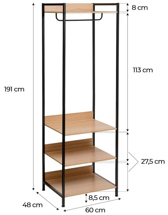 Otevřená šatní skříň v přírodní barvě 60x190x48 cm Armarios – Casa Selección